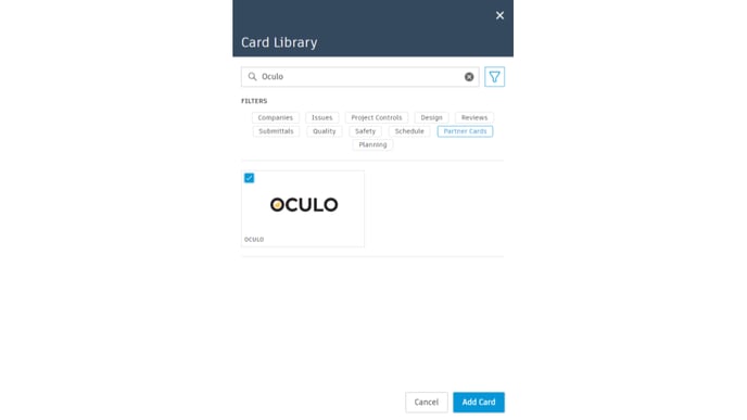 Adding Oculo Partner Card to your Autodesk dashboard